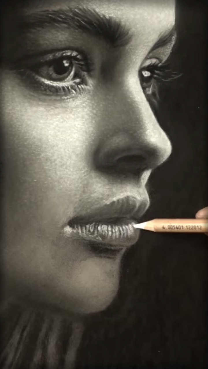 Captivating portrait drawing showcasing Maryam’s gentle presence