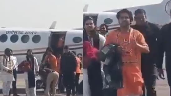 Govt plane, cop touching feet: Video of Dhirendra Shastri's arrival in ...