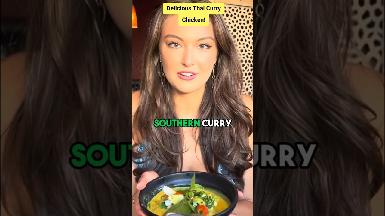 Model enjoys delicious curry chicken at Thai restaurant
