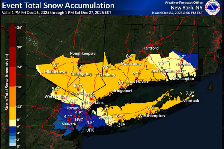 Map shows snow forecast, winter storm warnings for New York