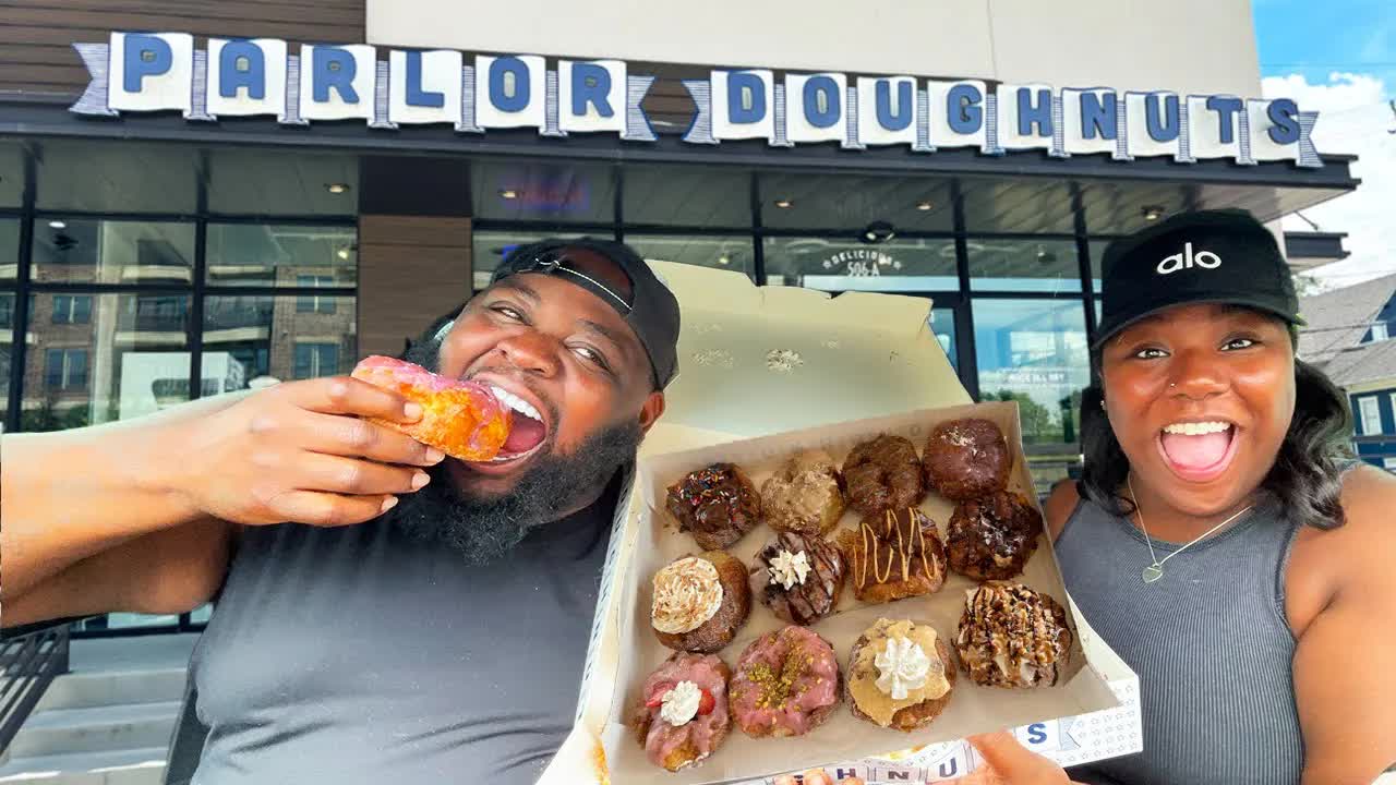 Trying every flavor donut from Parlor Doughnuts!