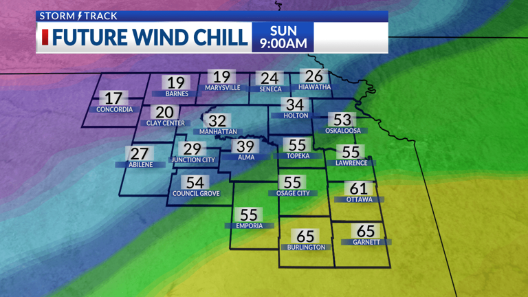 Sharp cooldown Sunday with gusty winds