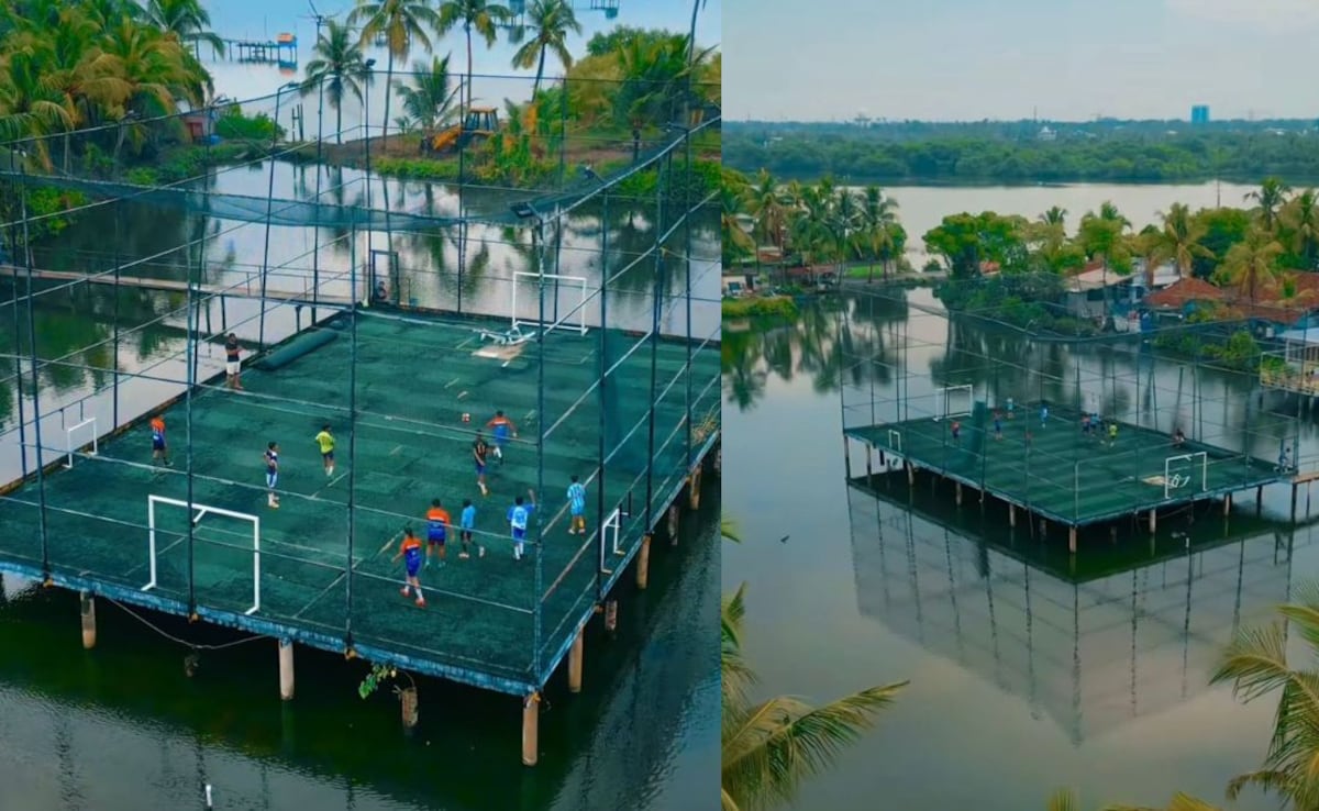 Watch: This football turf in Kerala's backwaters floats on water