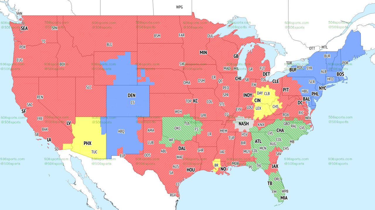 TV broadcast maps and announcers for NFL Week 17 games