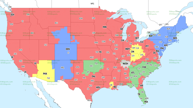 TV broadcast maps and announcers for NFL Week 17 games