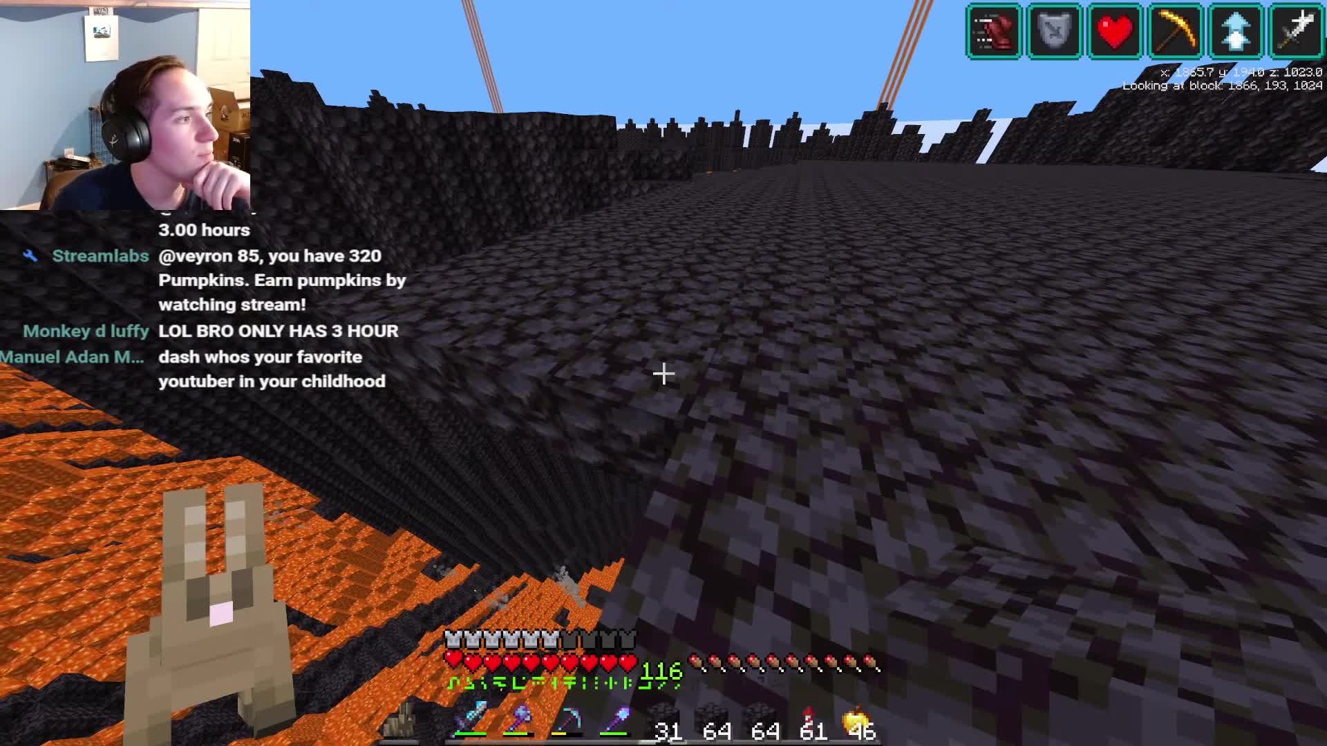 Making my volcano have a tiny mouth in survival Minecraft