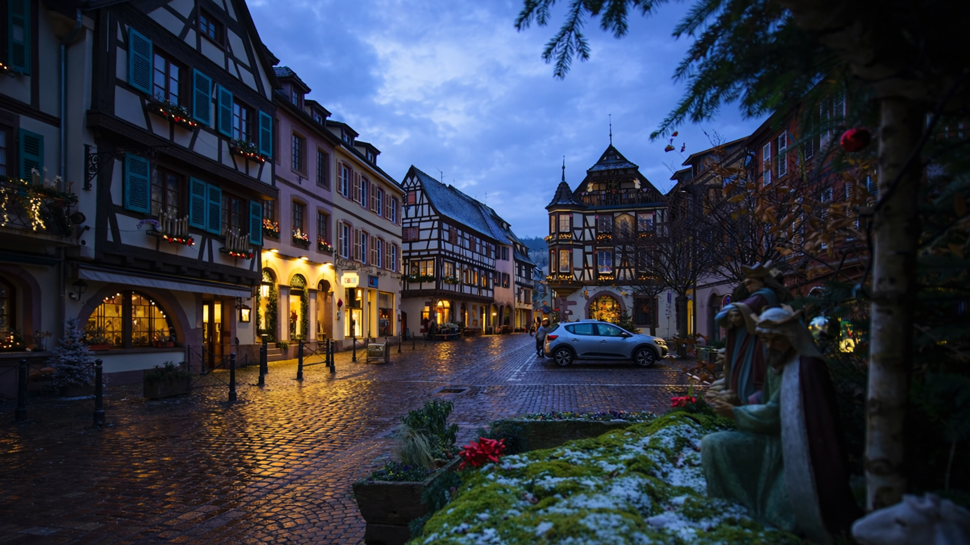 Christmas in Kaysersberg Alsace: Night walk (4K)