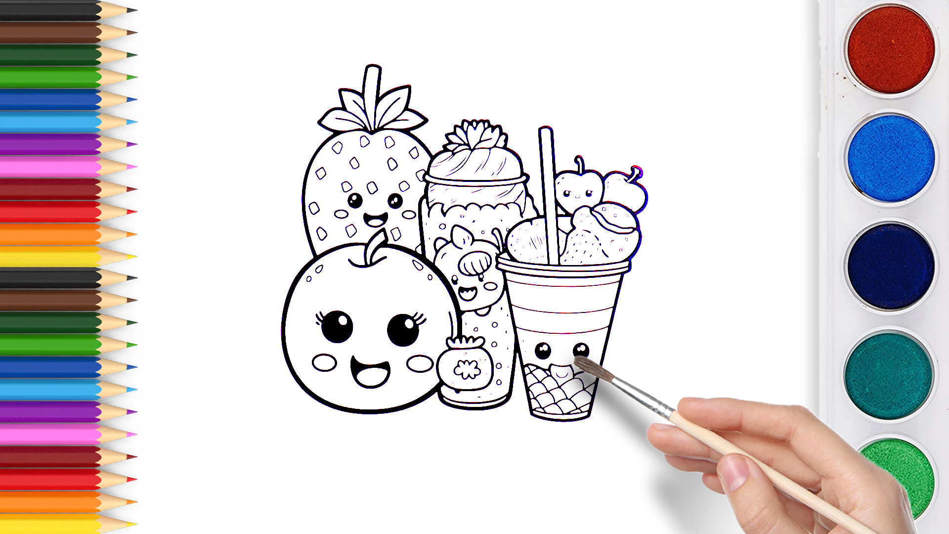 Fun fruit coloring and learning color names