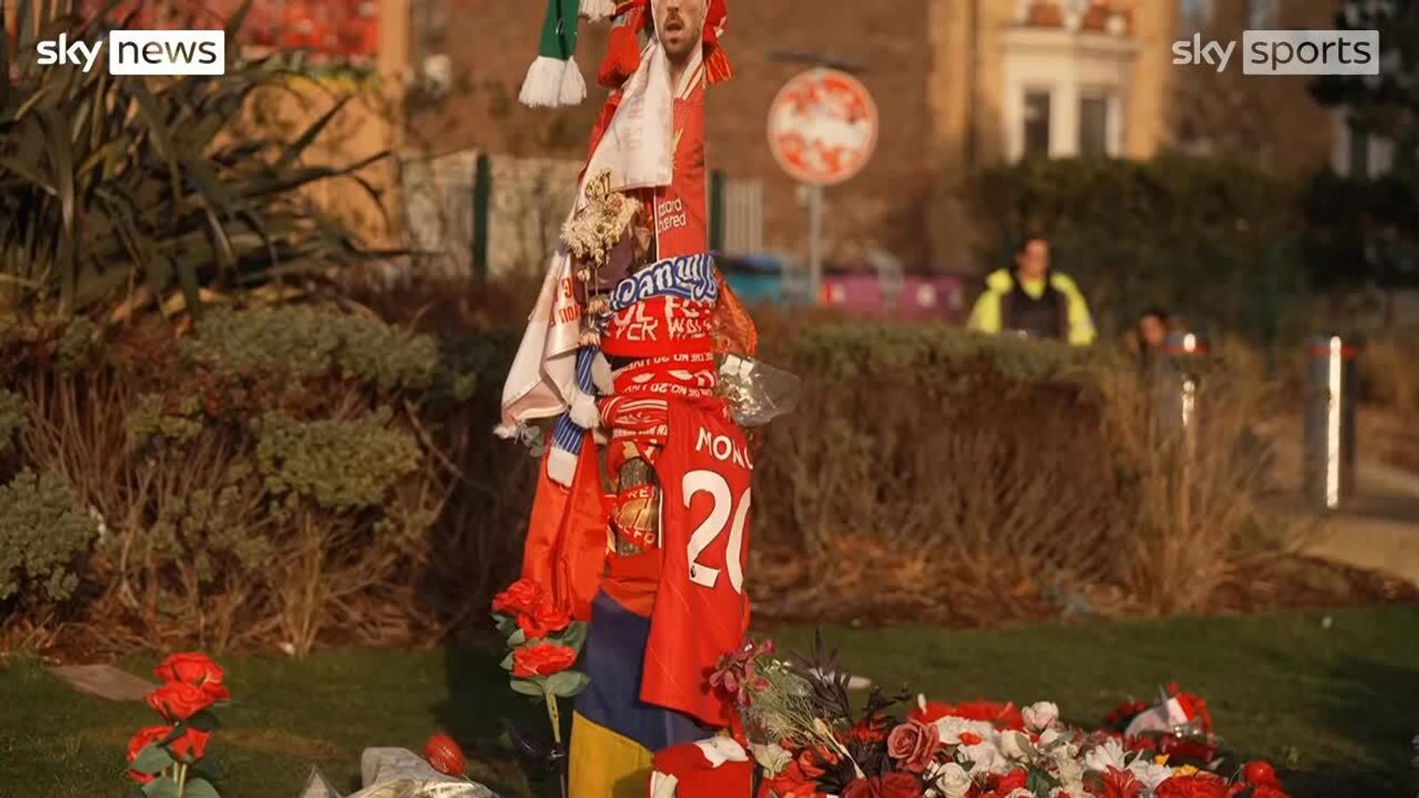 Memorial to Diogo Jota outside Liverpool vs Wolves