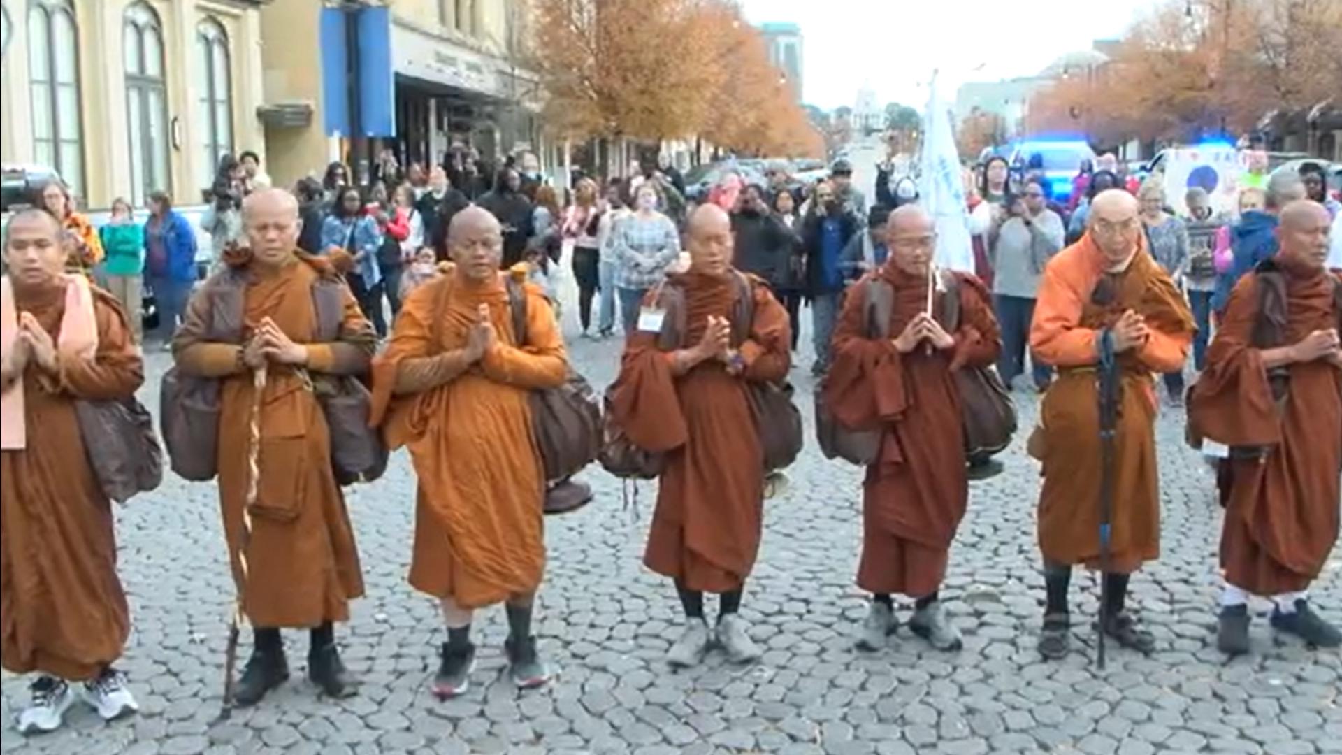 Buddhist monks' 2,300-mile walk for peace passes through Montgomery ...