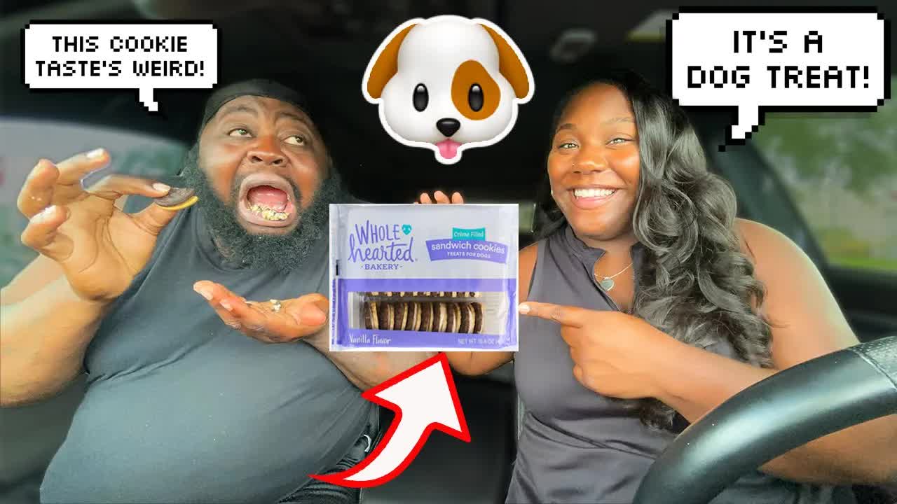 Making my angry husband eat dog cookies to see his reaction! *He flipped*