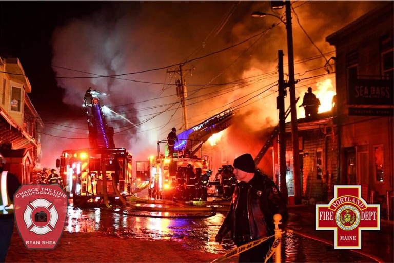 Fire damages buildings, sinks boat in New England city’s historic ...