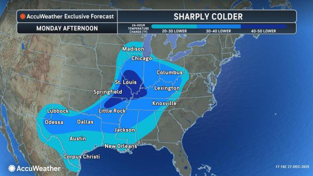 Arctic cold to surge in waves behind Monday's bomb cyclone into new ...