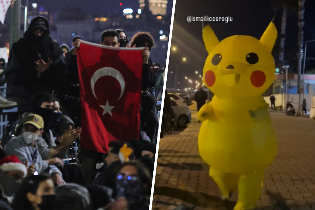 Wilde Proteste gegen Erdoğan: Pikachu flüchtet vor Polizei
