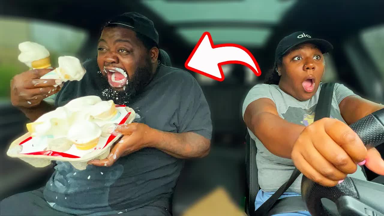 DRIVING SUPER CRAZY WHILE MY ANGRY HUSBAND HOLD 10 ICE CREAM CONES!
