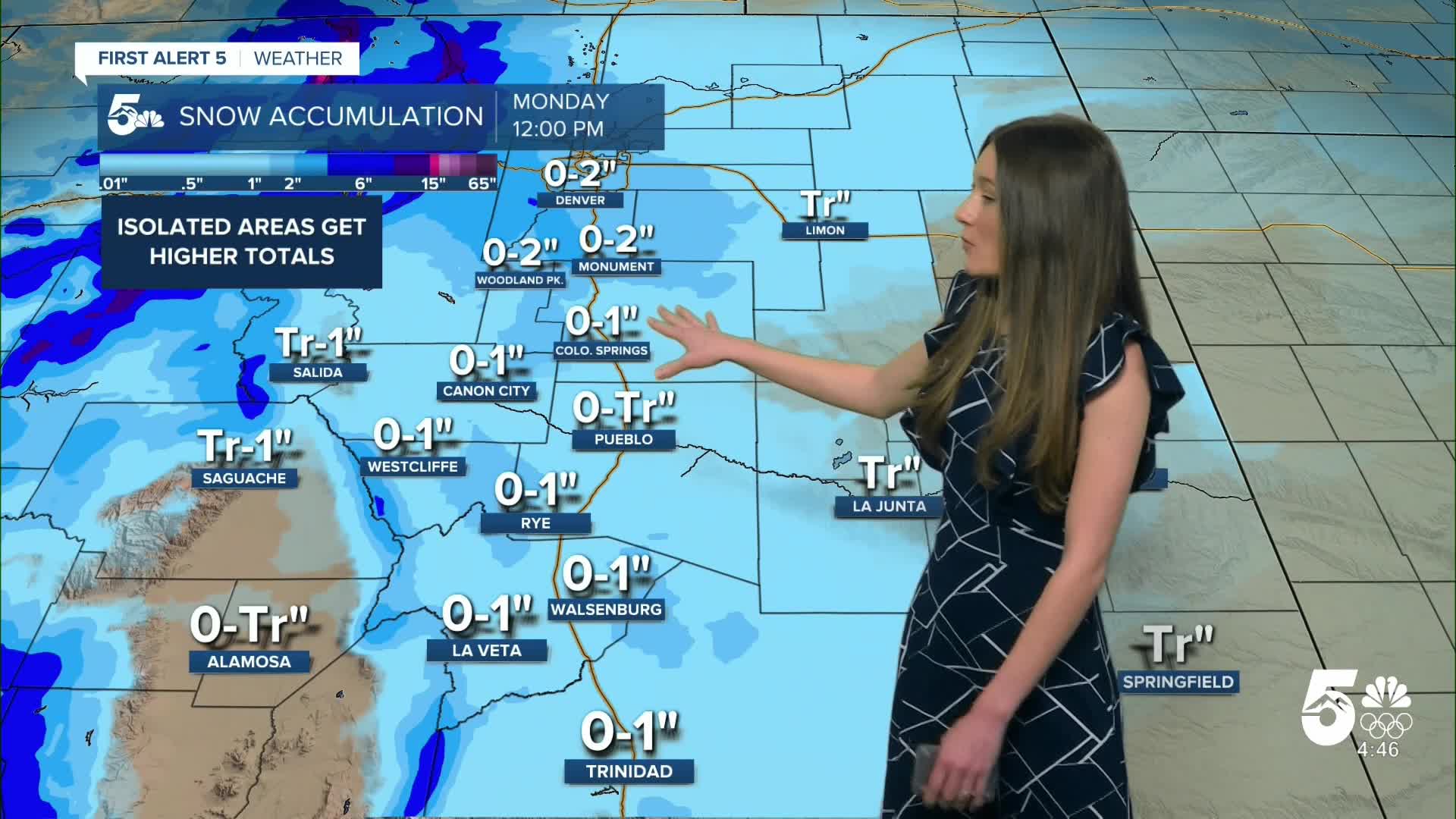Snow showers move in overnight and will clear Sunday by afternoon