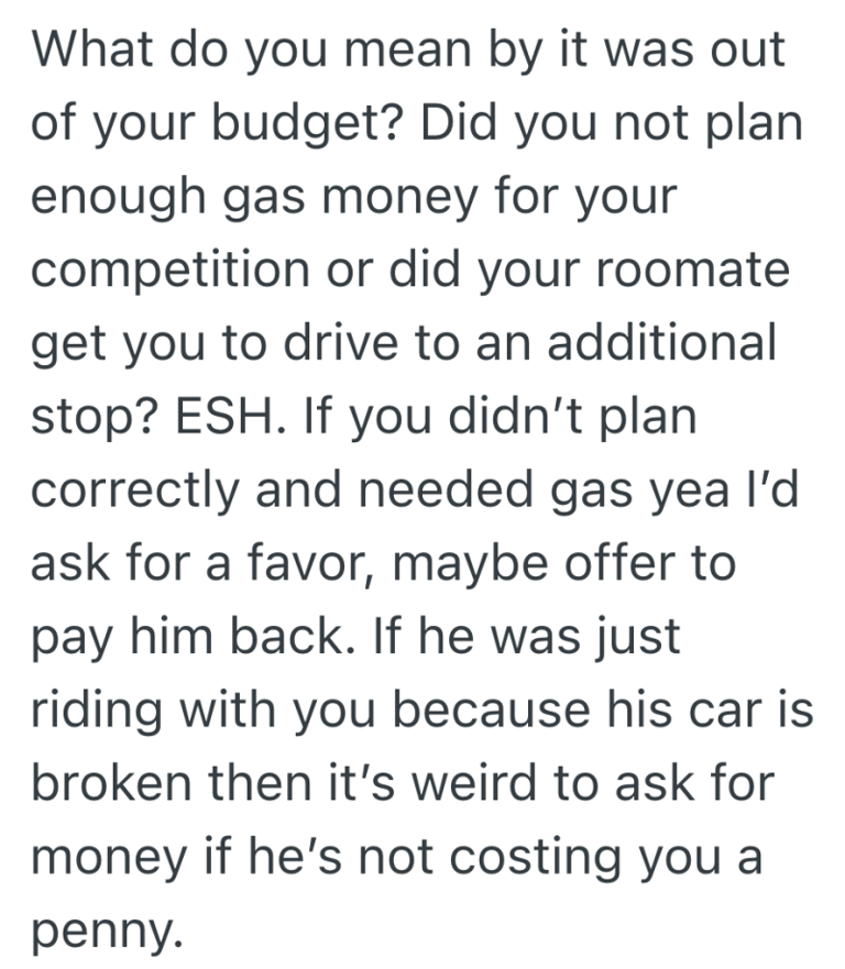 Roommate drove his fellow competitor over an hour each day for a two ...