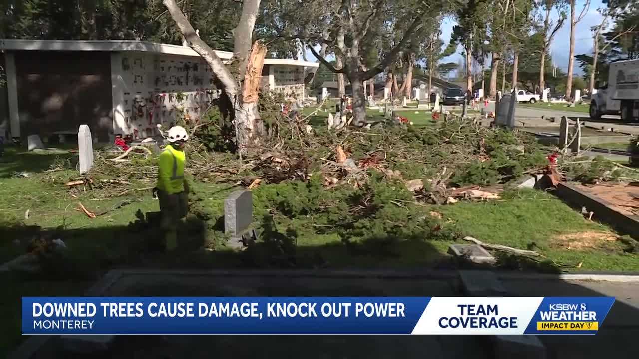 Storms damage Monterey cemetery and disrupt power supply