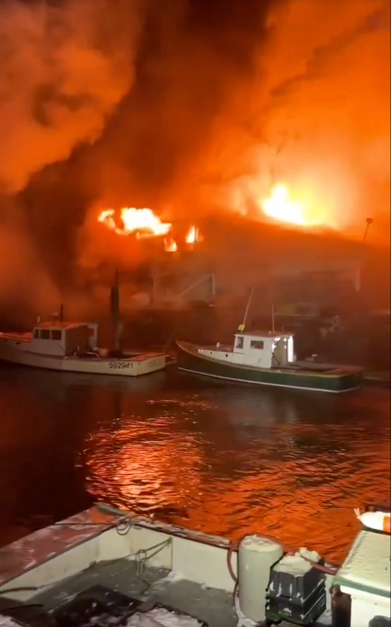 Fire rips through historic waterfront of Portland, Maine, sinking boat