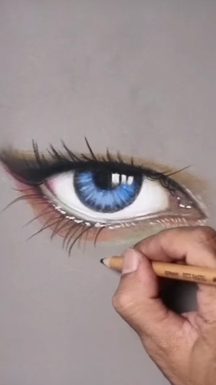 Hyper realistic illustration highlighting brilliant blue eyes