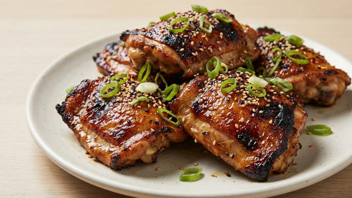 Miso–sesame marinated chicken thighs