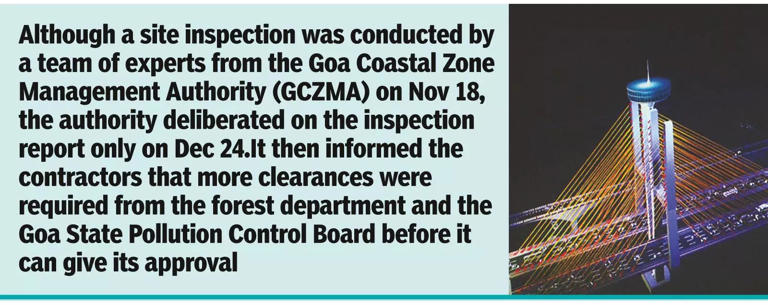 Slated to begin in 2025, Zuari bridge twin towers’ work stalled for ...