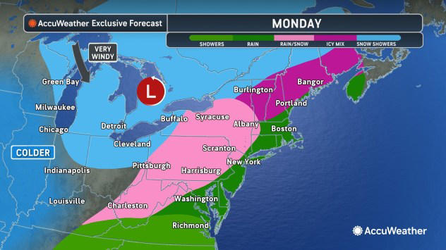 Arctic cold to surge in waves behind Monday's bomb cyclone into new ...