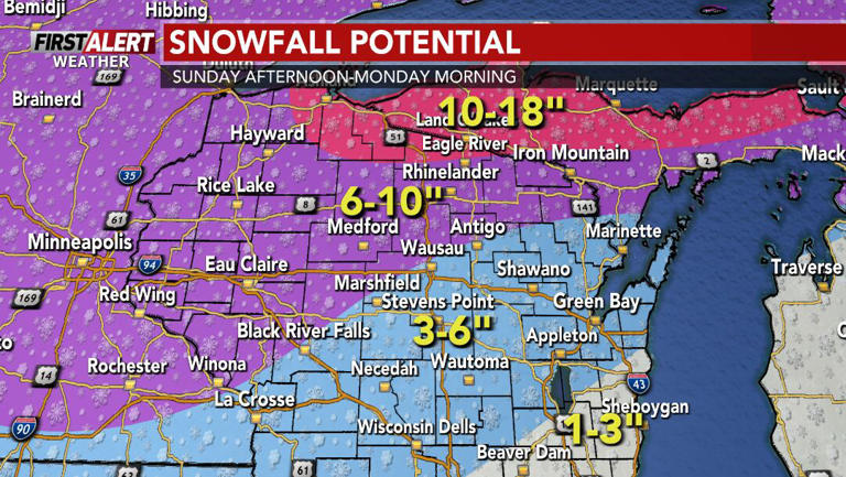 First Alert Weather Day for Sunday afternoon into Monday