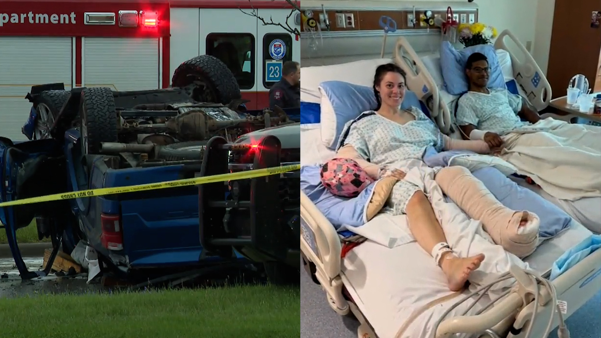 Newlywed couple share difficult recovery after tragic car crash
