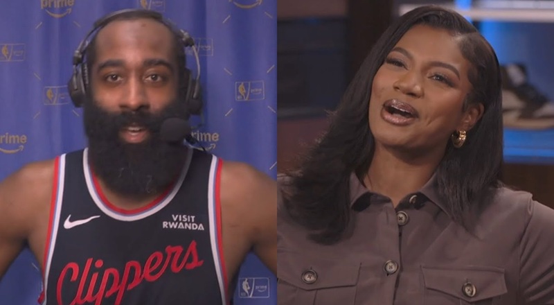 James Harden shuts down Taylor Rooks' playful stat line hype, tells her ...