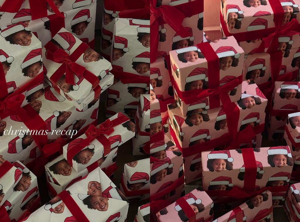 Kylie Jenner's Christmas wrapping paper includes Stormi & Aire's faces