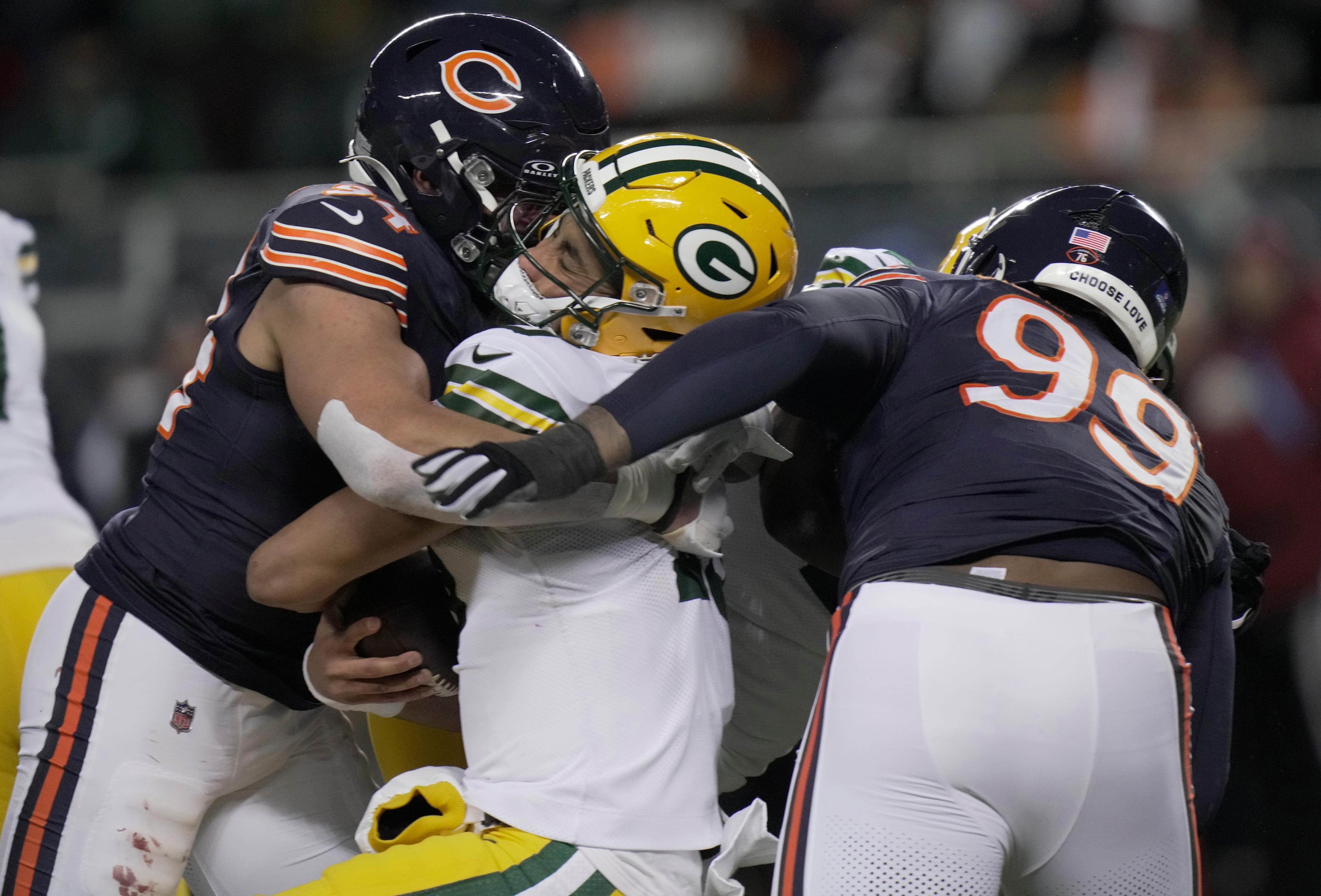 NFL fines Bears DE over $11K for pair of illegal hits on Packers QB ...