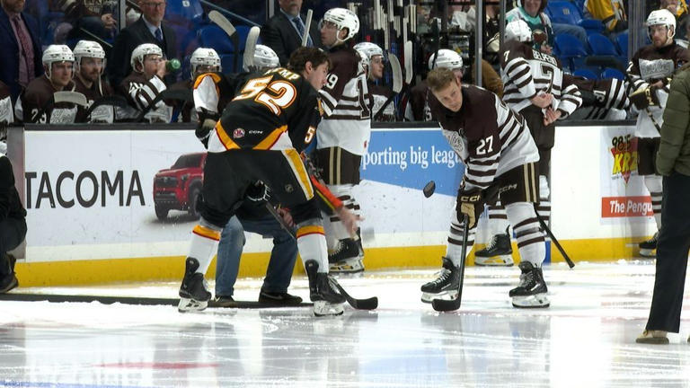 Fox56's Brian Schroeder drops first puck at WB/S Penguins game