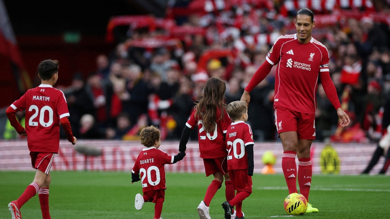 Watch: Liverpool's touching tribute as Van Dijk leads Diogo Jota's kids ...