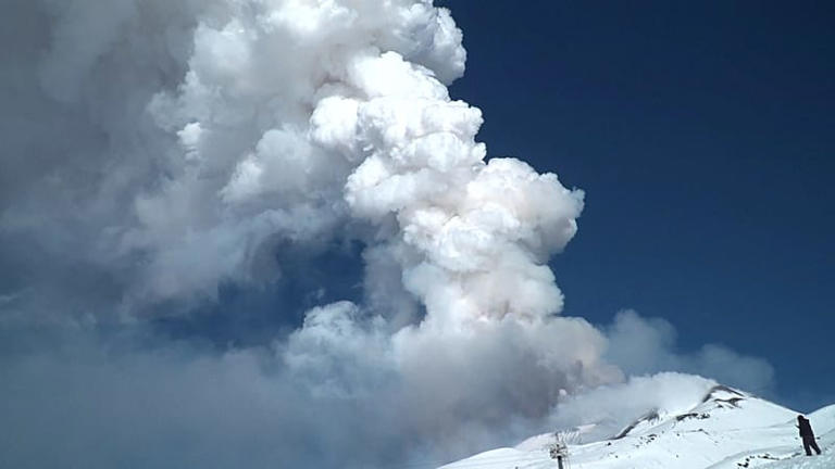 Mount Etna erupts as skiers enjoy spectacle on the slopes