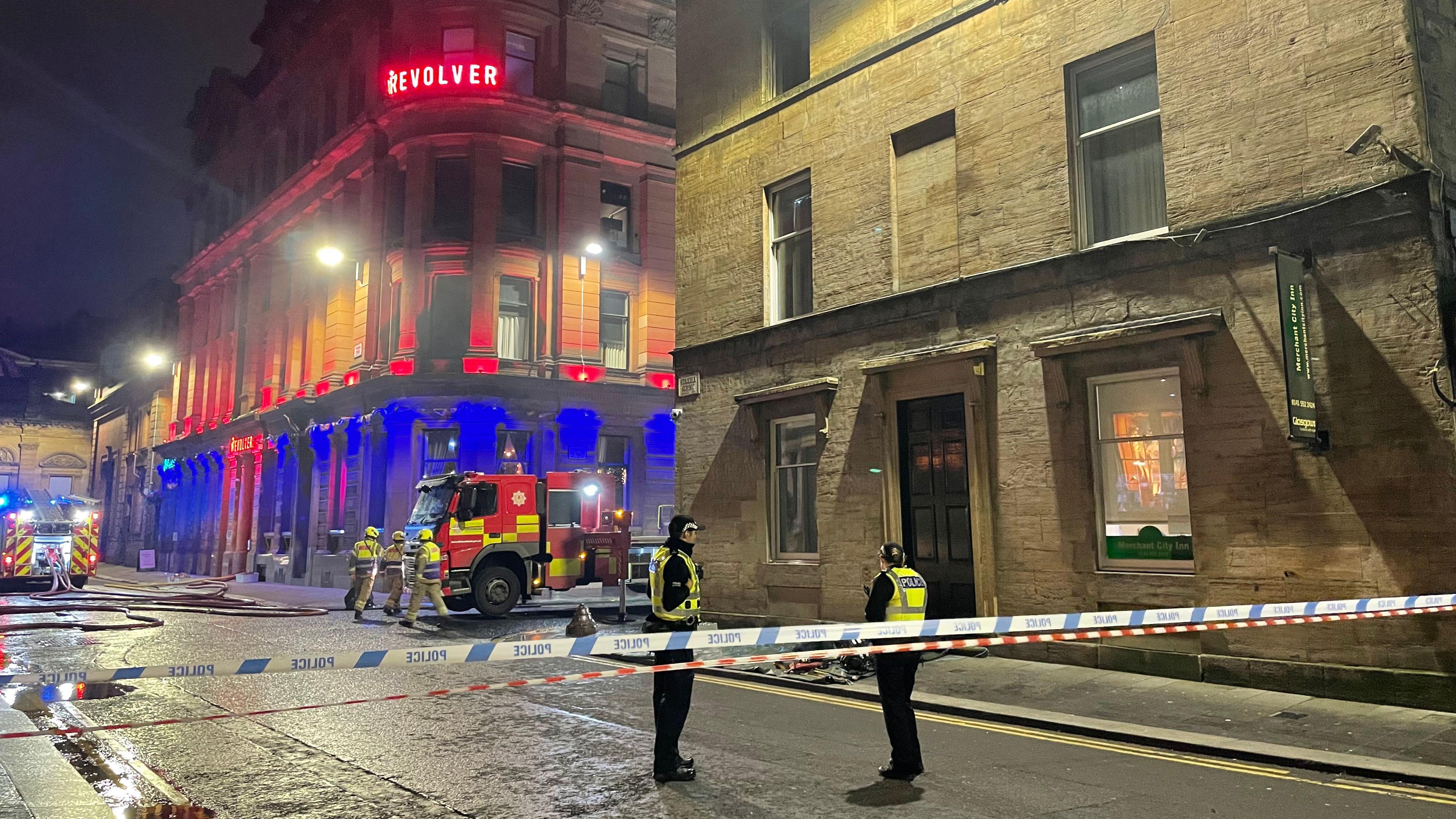 Crews remain at scene of Glasgow hotel fire