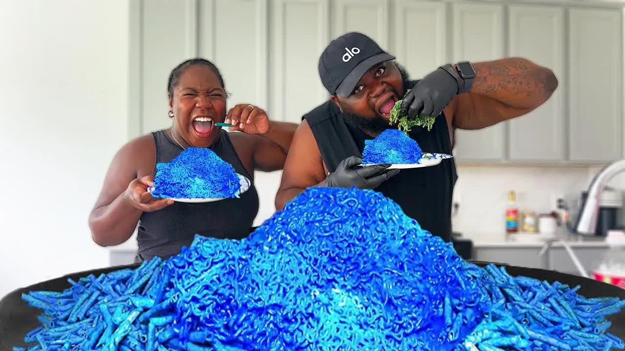 Eating the world's spiciest blue heat Takis fire noodles • Mukbang & recipe