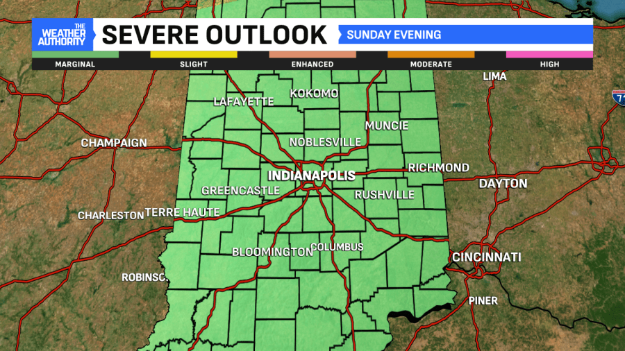 Strong to severe storms will be possible across central Indiana on Sunday