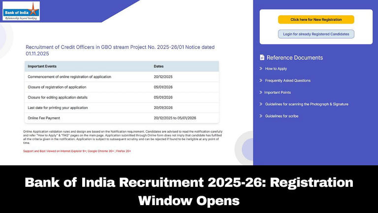 Bank of India recruitment 2025-26: Registration process for 514 ...