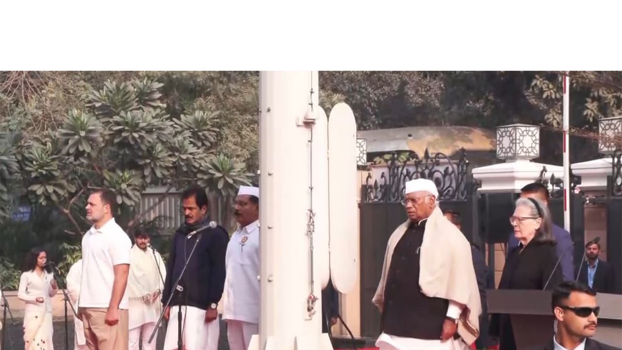 Congress 140th foundation day: Kharge, Sonia, Rahul hoist flag