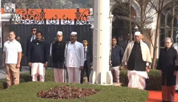 Kharge, Sonia and Rahul Gandhi lead Congress 140th Foundation Day flag ...