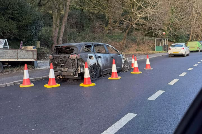 Pictures show aftermath of Cornwall car fire
