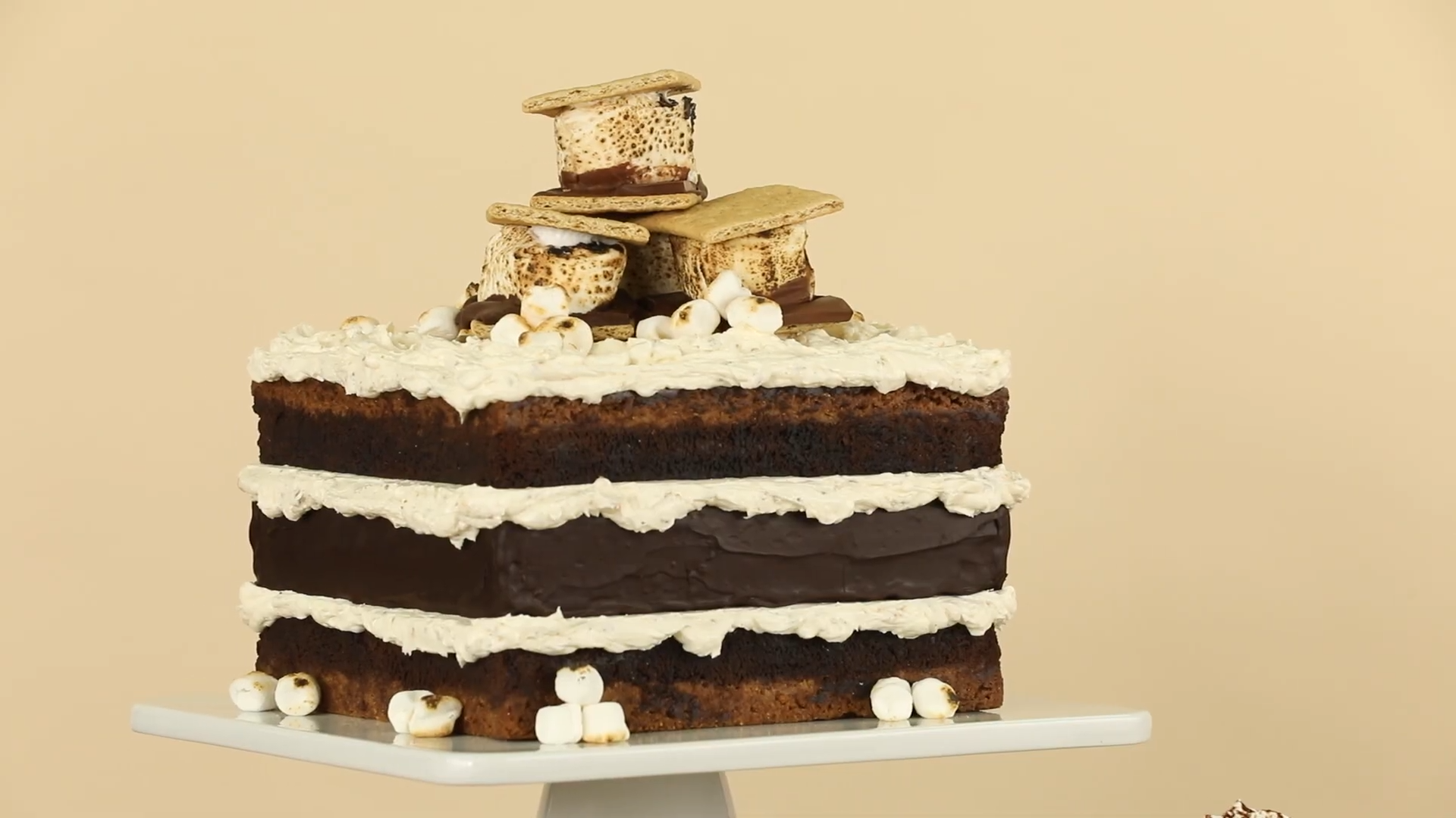 Graham, chocolate, and marshmallow? Yes, it’s a s’more cake!