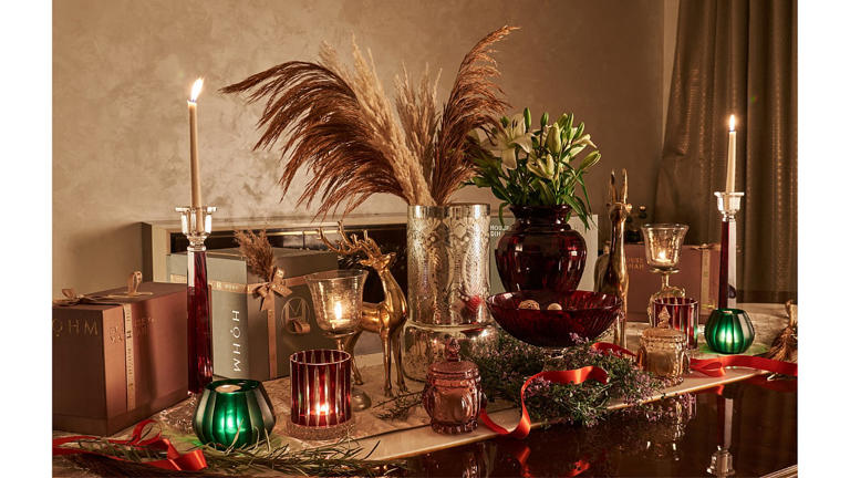 Rich hues and statement forms define this festive décor collection