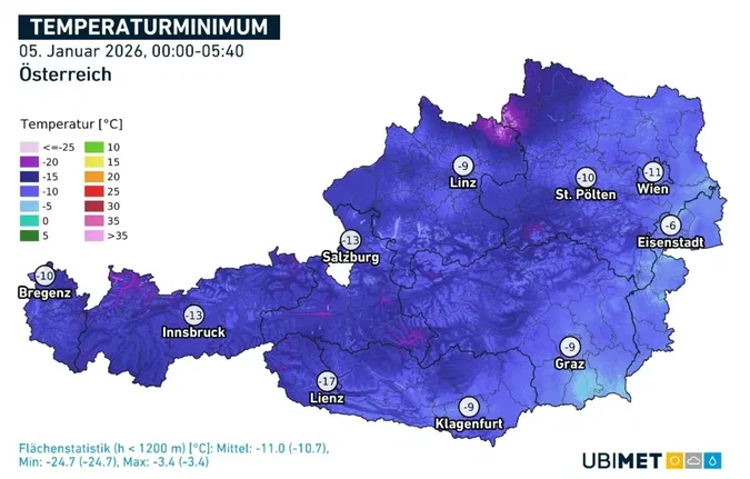 Minus 25,7 Grad: Hier ist es in Österreich am kältesten