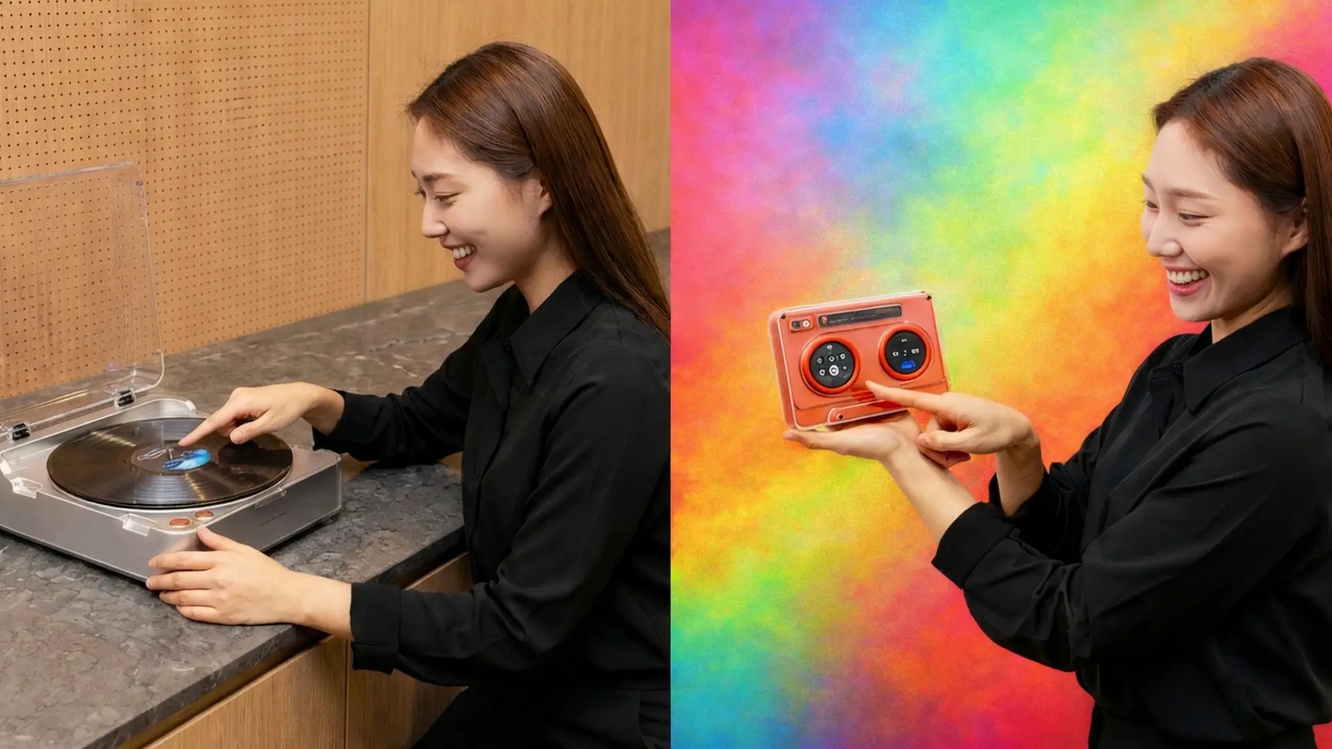 Un tocadiscos y un reproductor de casete con IA y pantalla OLED, las ...