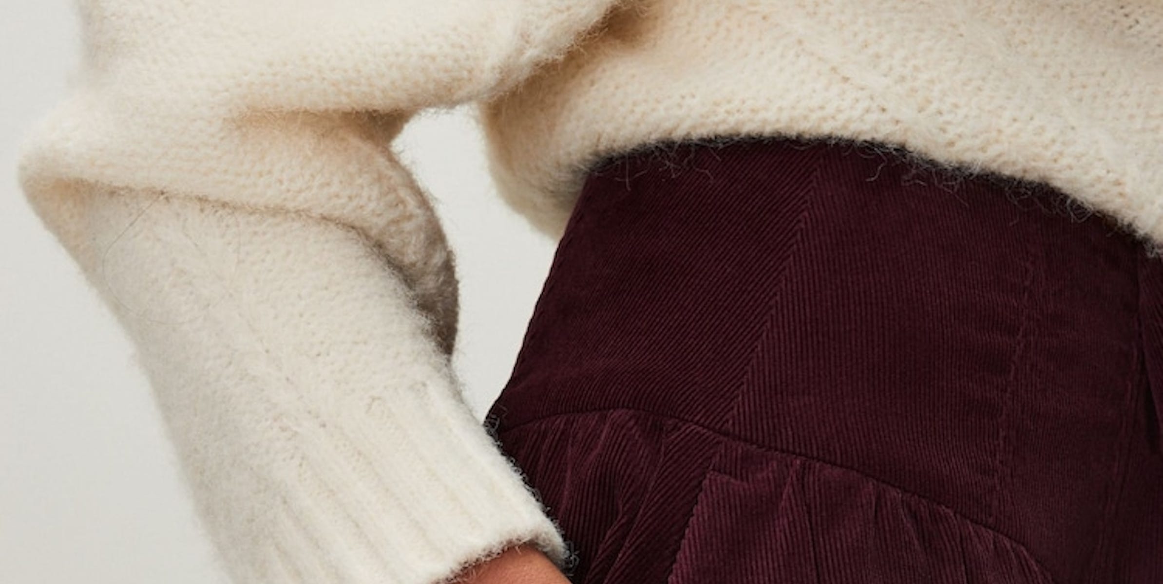 Winter's it skirt is from the high street – it's burgundy, under £50 ...