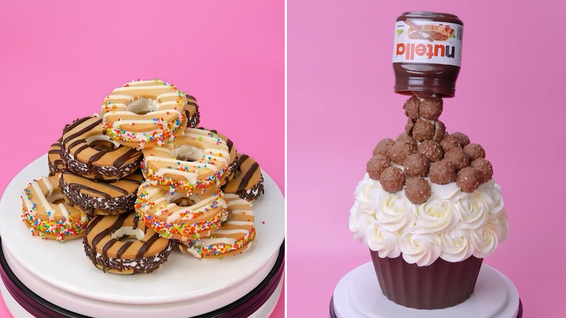 Chocolate donut stack and Nutella cupcake