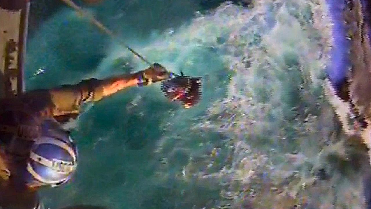 US Coast Guard helicopter rescues man stuck on rocks off Puerto Rico