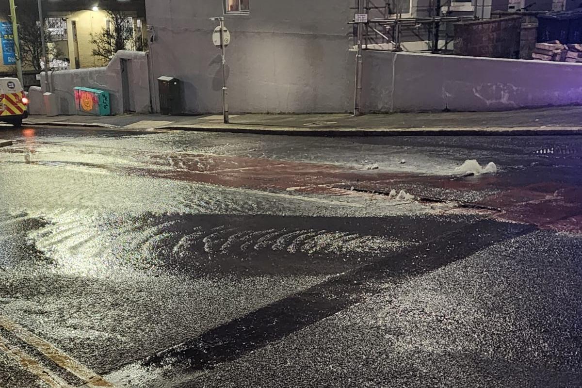Major water main burst in Hastings town centre